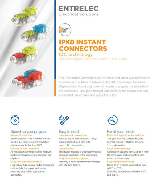Entrelec IPX8 Instant Connectors - UK Electrical Distributors - E ...
